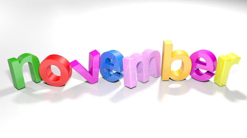 November Colorful 3D Write - 3D Rendering Stock Illustration ...