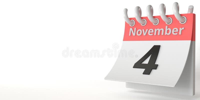 November 4 Date on a Tear-off Calendar, 3d Rendering Stock Illustration ...