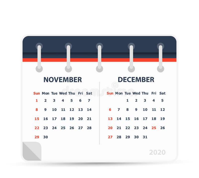 November December 2020 - Calendar Icon Stock Vector - Illustration of ...
