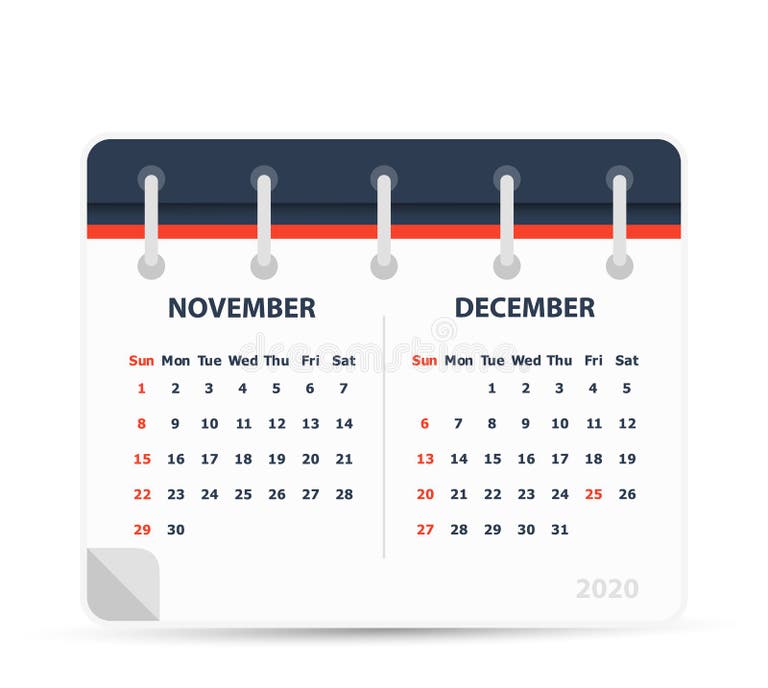 November December 2020 - Calendar Icon Stock Vector - Illustration of ...