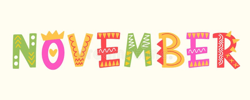 November Decorative Lettering Word Inscription Stock Vector ...