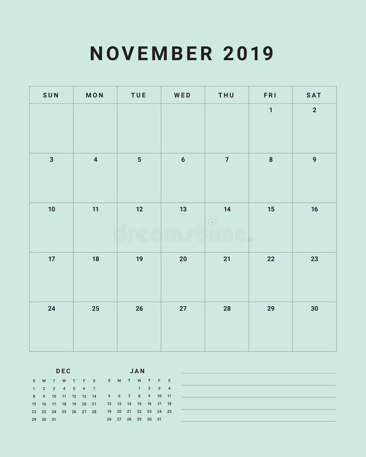 November 2019 Desk Calendar Vector Illustration Stock Vector ...