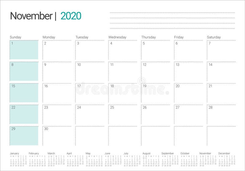 November 2020 Desk Calendar Vector Illustration Stock Vector ...