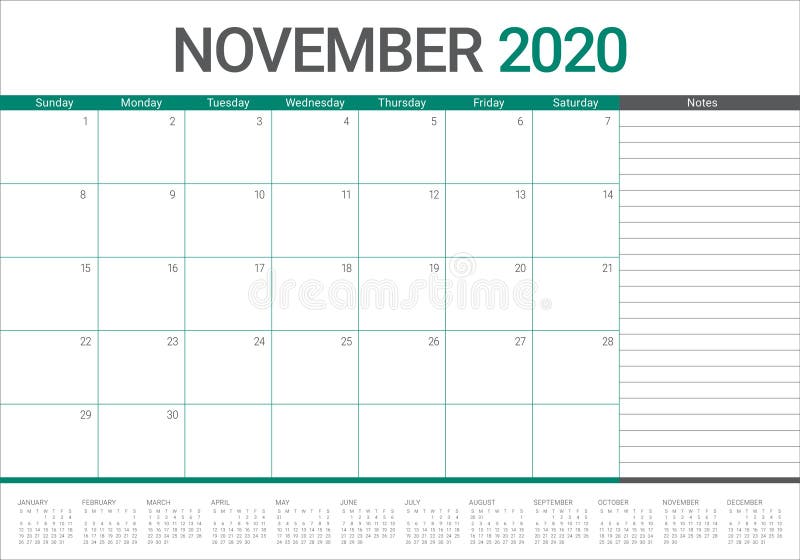 November 2020 Desk Calendar Vector Illustration Stock Vector ...