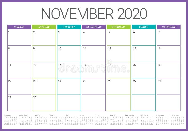 November 2020 Desk Calendar Vector Illustration Stock Vector ...