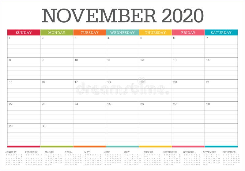 November 2020 Desk Calendar Vector Illustration Stock Vector ...