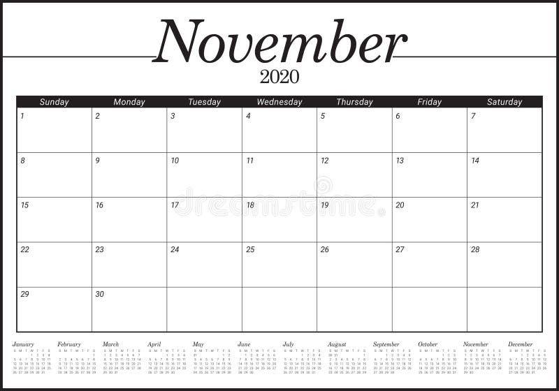 November 2020 Desk Calendar Vector Illustration Stock Vector ...