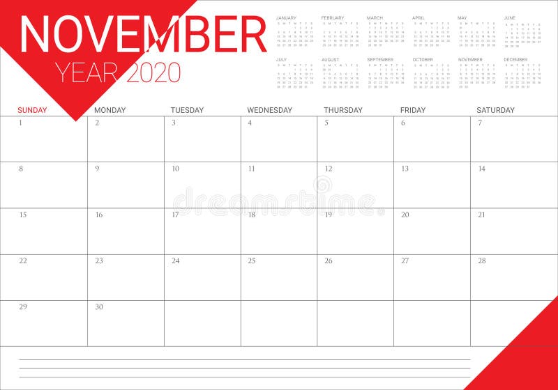 November 2020 Desk Calendar Vector Illustration Stock Vector ...