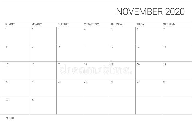 November 2020 Desk Calendar Vector Illustration Stock Vector ...