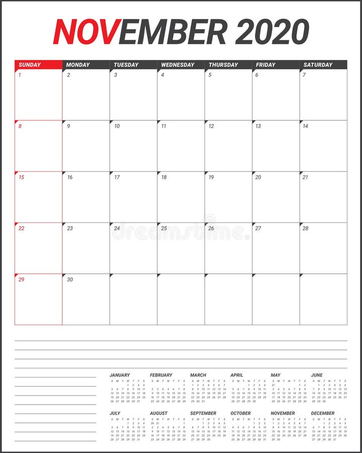 November 2020 Desk Calendar Vector Illustration Stock Vector ...