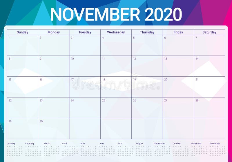 November 2020 Desk Calendar Vector Illustration Stock Vector ...
