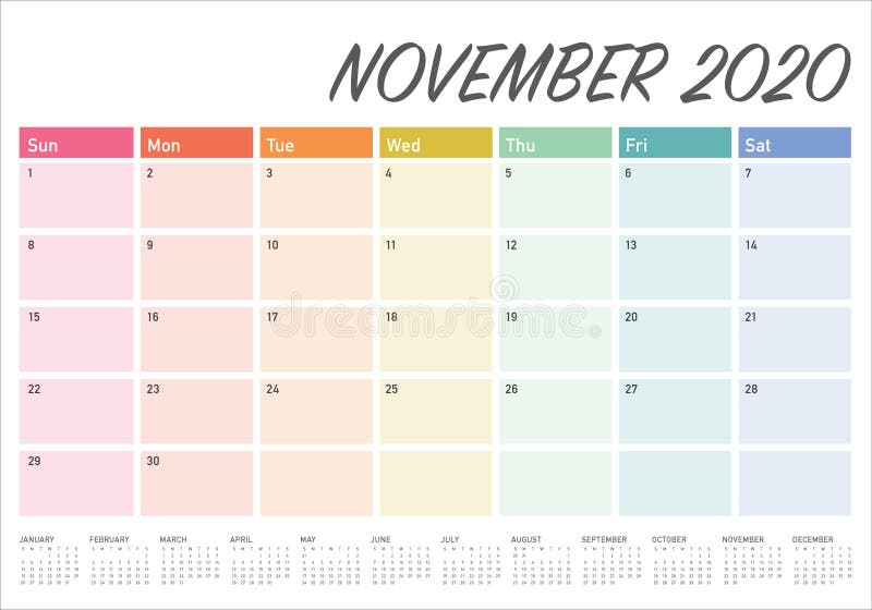 November 2020 Desk Calendar Vector Illustration Stock Vector ...