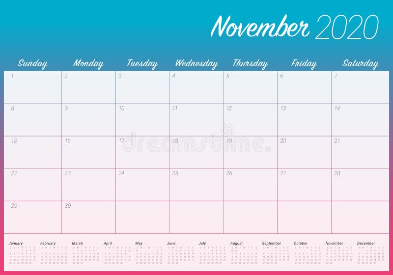 November 2020 Desk Calendar Vector Illustration Stock Vector ...