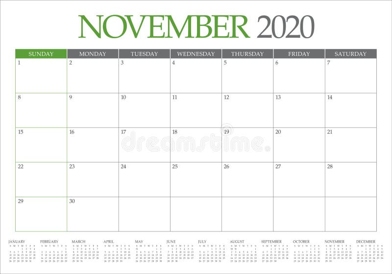 November 2020 Desk Calendar Vector Illustration Stock Vector ...