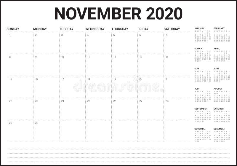 November 2020 Desk Calendar Vector Illustration Stock Vector ...