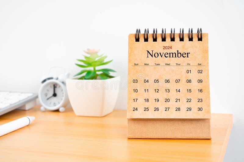 November 2024 Desk Calendar on Worktable Stock Image - Image of modern ...