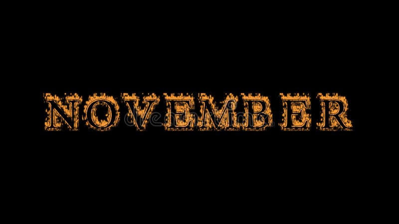 November Fire Text Effect Black Background Stock Video - Video of ...
