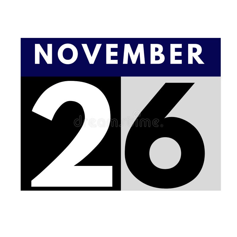 November 26 . Flat daily Calendar Icon .date ,day, Month Stock ...