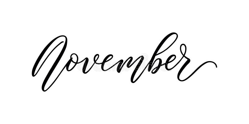 November - Handwritten Text in Calligraphic Style on a White Background ...