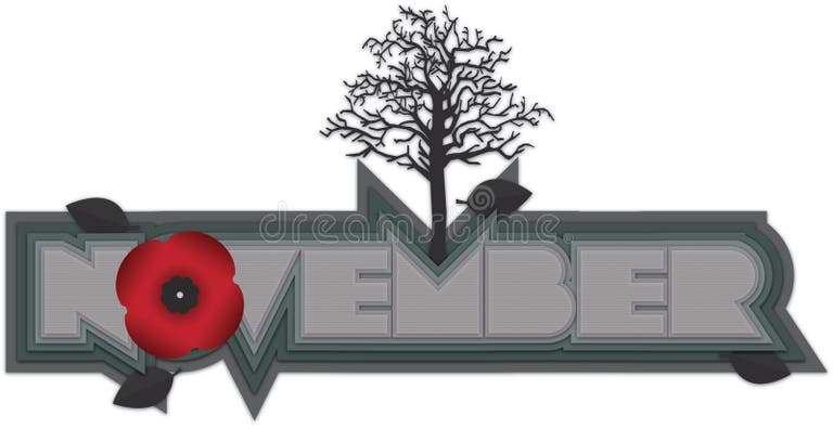 November Heading with Poppy Stock Illustration - Illustration of ...