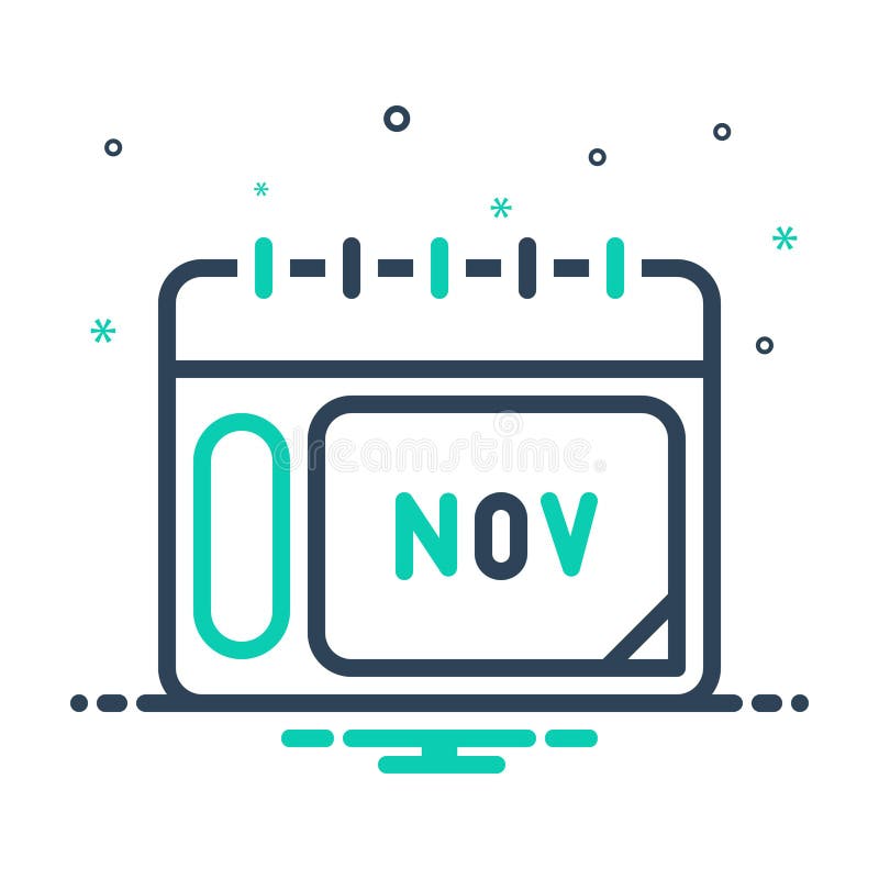 Mix Icon for November, Calendar and Book Stock Vector - Illustration of ...