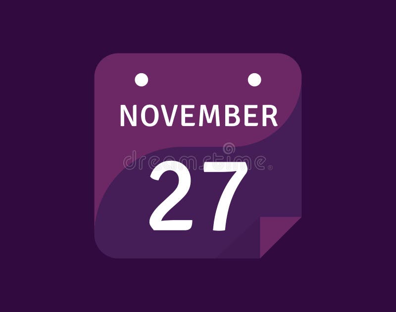 27 November, November 27 Icon Single Day Calendar Vector Illustration ...