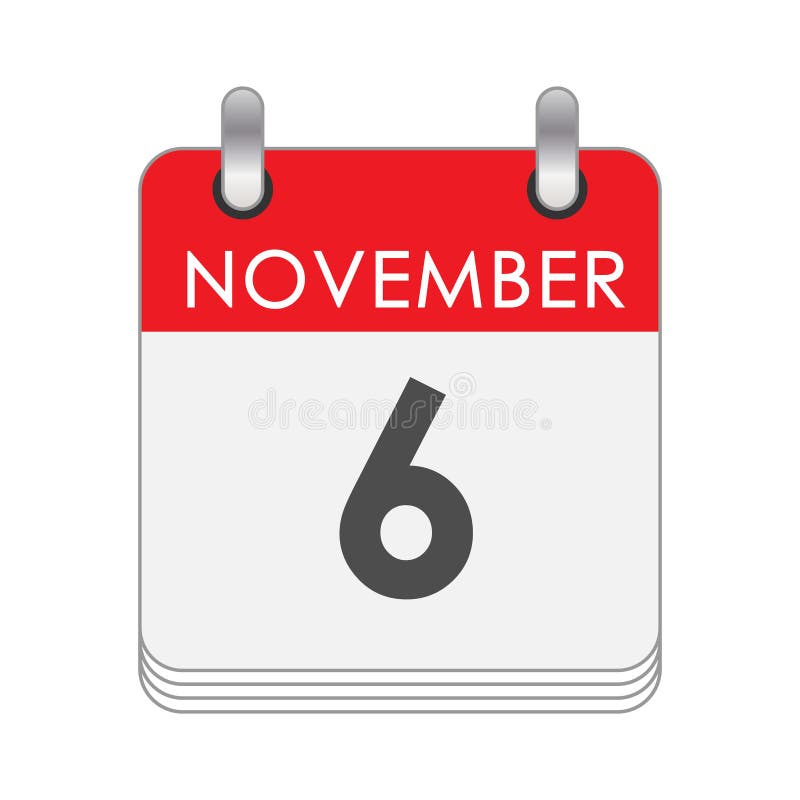 November 6. a Leaf of the Flip Calendar with the Date of November 6 ...