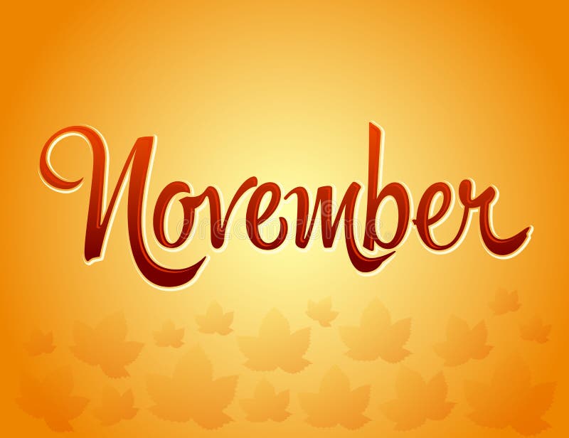 November Lettering and Fallen Leaves Stock Vector - Illustration of ...