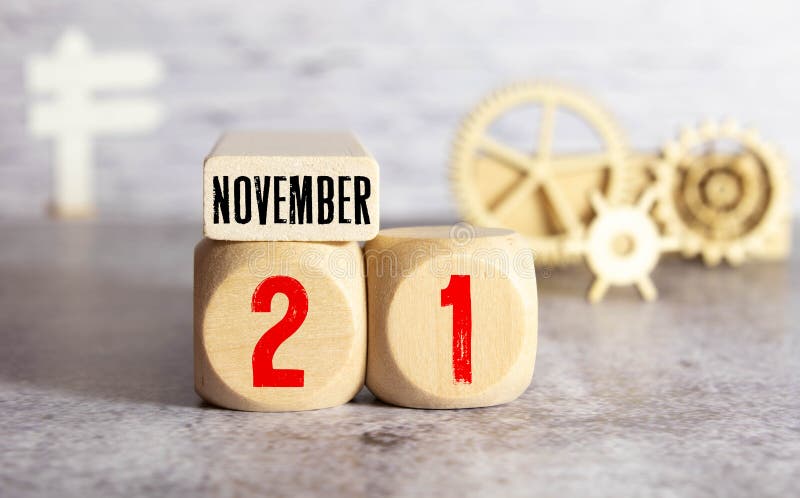 November Month, Appointment Date with Number Cube Design. Date 21 Stock ...