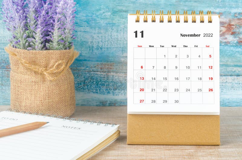 The November 2022 Monthly Desk Calendar for 2022 Year with Diary Stock ...