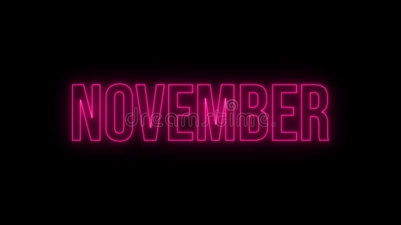 November. Neon Effect on the Outline of the Month Names Stock Footage ...