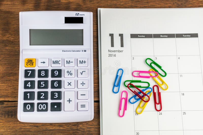 November Organizer with Calculator Stock Image - Image of stationery ...