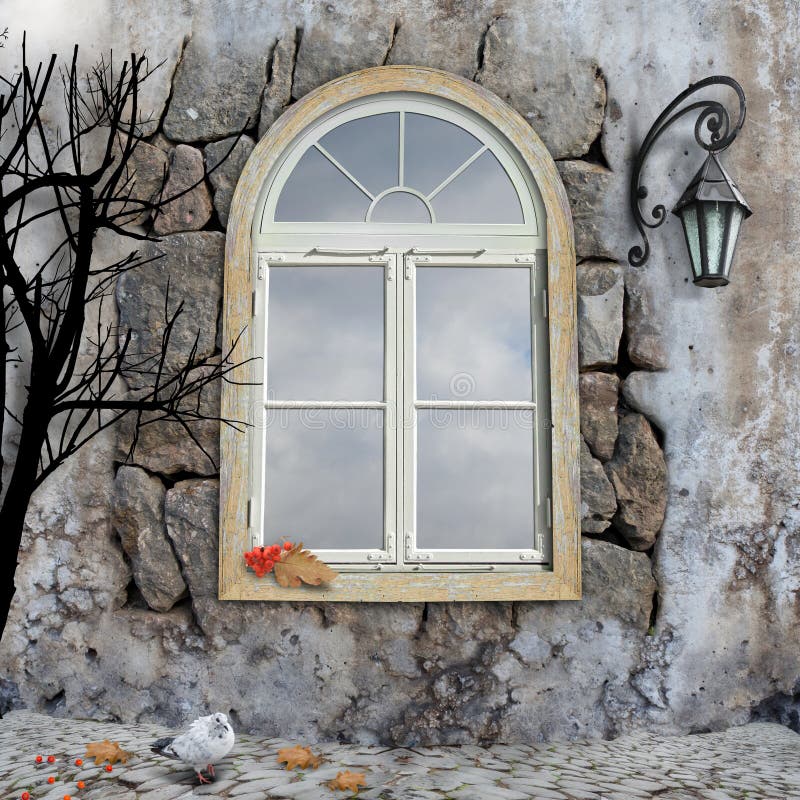November scene with window stock image. Image of lamp - 17167707