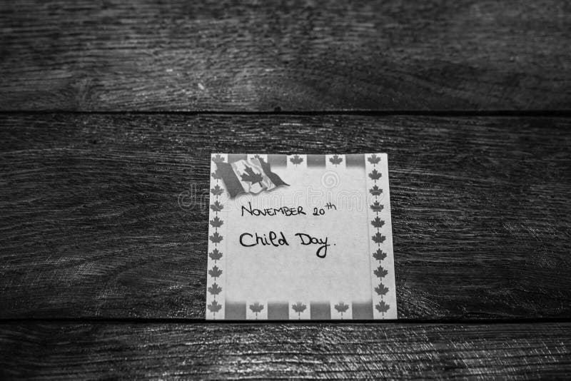 Canada Child Day Handwriting on Paper with Canada Flag. Writing Text on ...