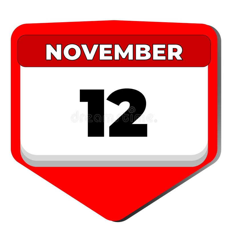 12 November Vector Icon Calendar Day. 12 Date of November. Twelfth Day ...