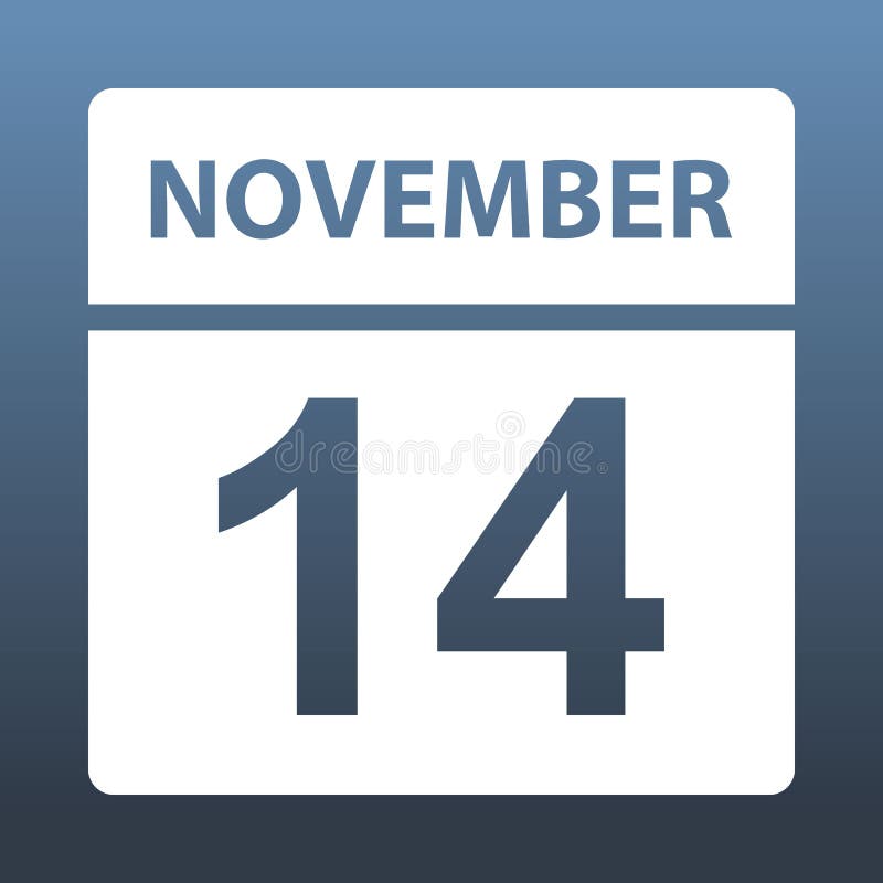 November 14. White Calendar on a Colored Background. Day on the ...