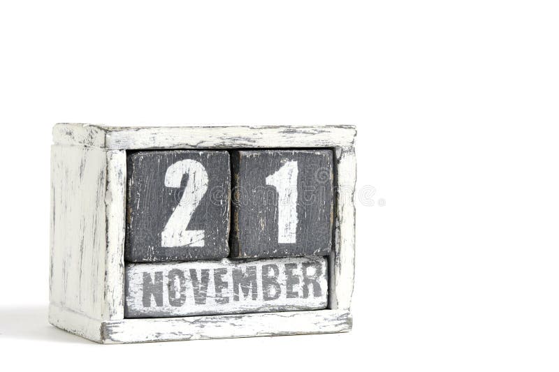 November 21 on Wooden Calendar, on White Background. Stock Photo ...