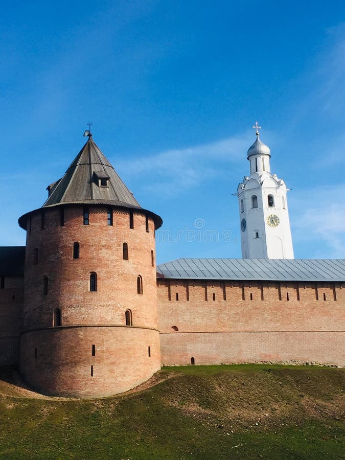Novgorod Kremlin, North-West Side, Veliky Novgorod Stock Photo - Image ...