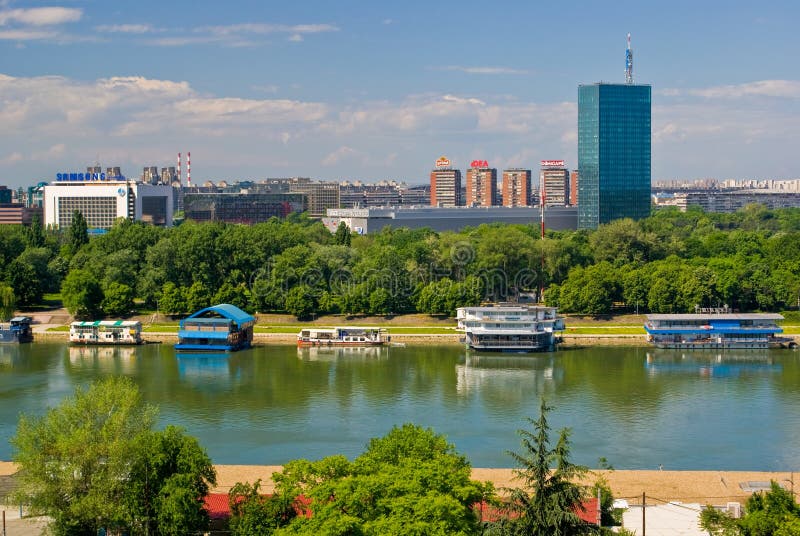 Novi Belgrade and Sava River Editorial Stock Image - Image of east ...