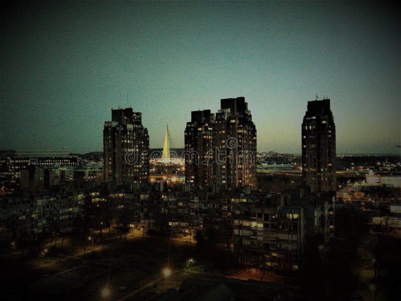 Novi Beograd Serbia Night Sky Stock Image - Image of architecture ...