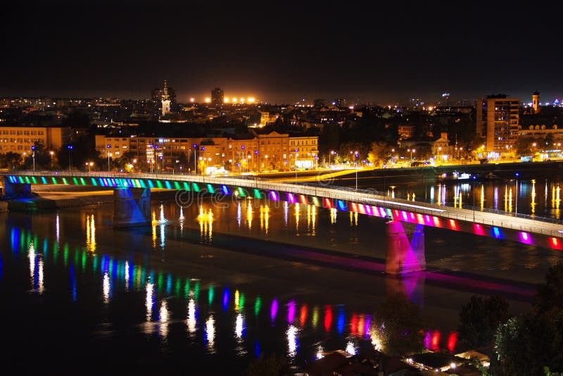 Novi Sad by night stock image. Image of river, bright - 43403877