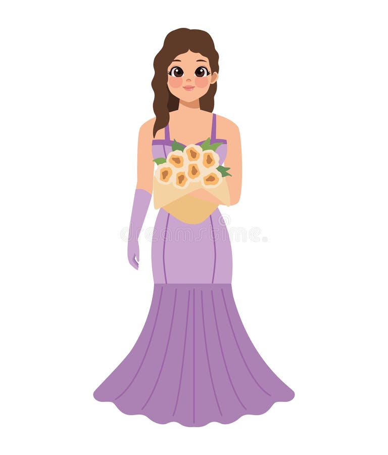 Novia con ramo stock de ilustración. Ilustración de flores - 353750002