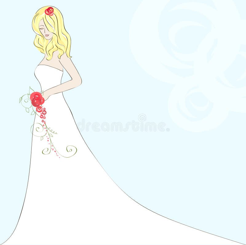 Hermosa novia con ramo ilustración del vector. Ilustración de esposa ...