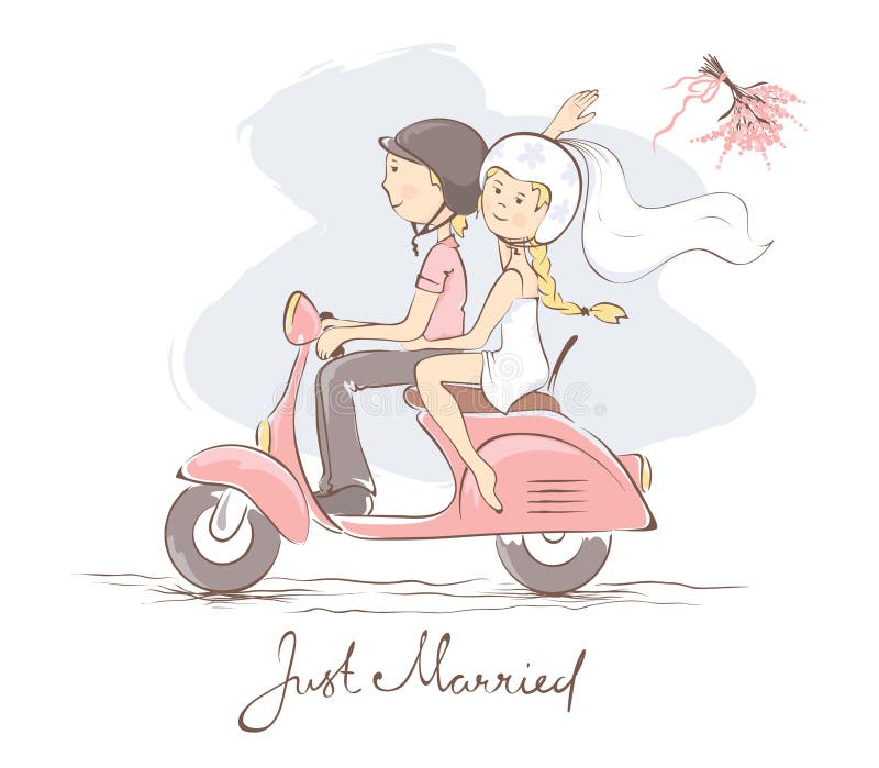 Novia Y Novio En Una Motocicleta Ilustración del Vector - Ilustración ... Novia Y Novio En Una Motocicleta Ilustración del Vector - Ilustración ...