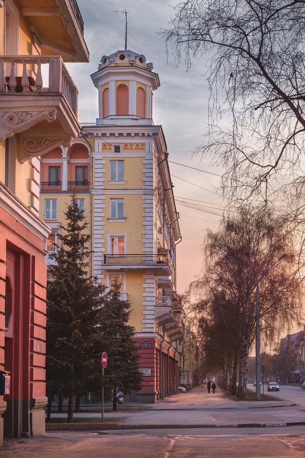 Novokuznetsk, Russia, May 4, 2019: Evening View of the Streets in ...