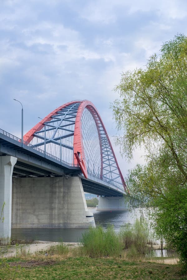 Novosibirsk, Russia, May 11, 2019: Bugrinsky Bridge Over the River Ob ...