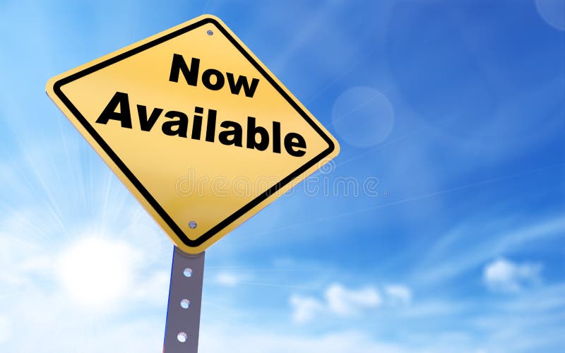 Now available sign stock illustration. Illustration of sticker - 113712740