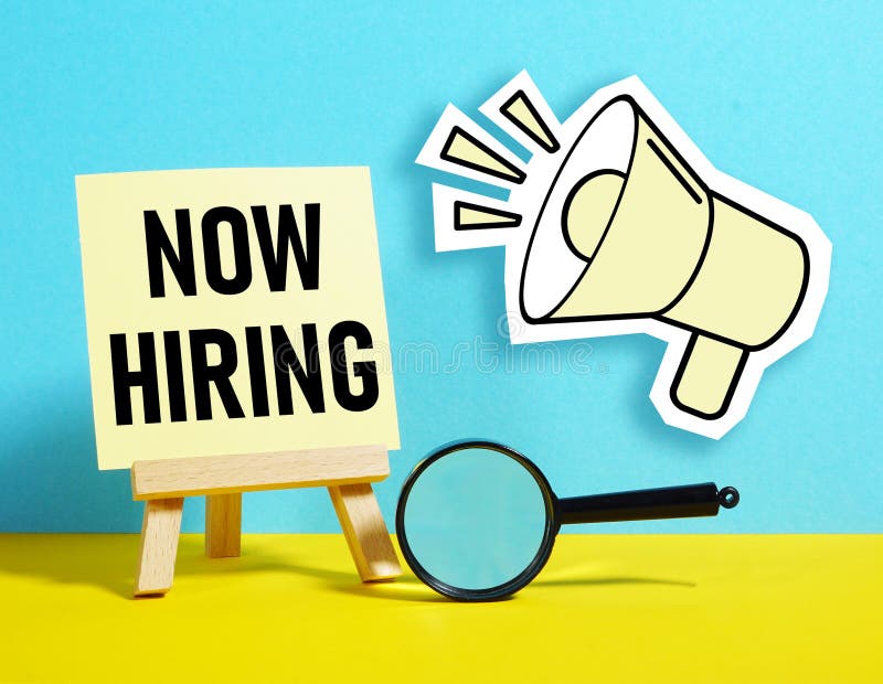 Now Hiring Sign is Shown Using the Text and Picture of Loudspeaker ...