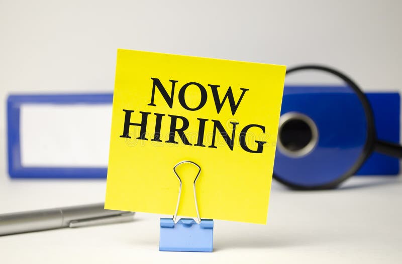 Now Hiring Word on Notepad with Glasses and Chart Stock Photo - Image ...
