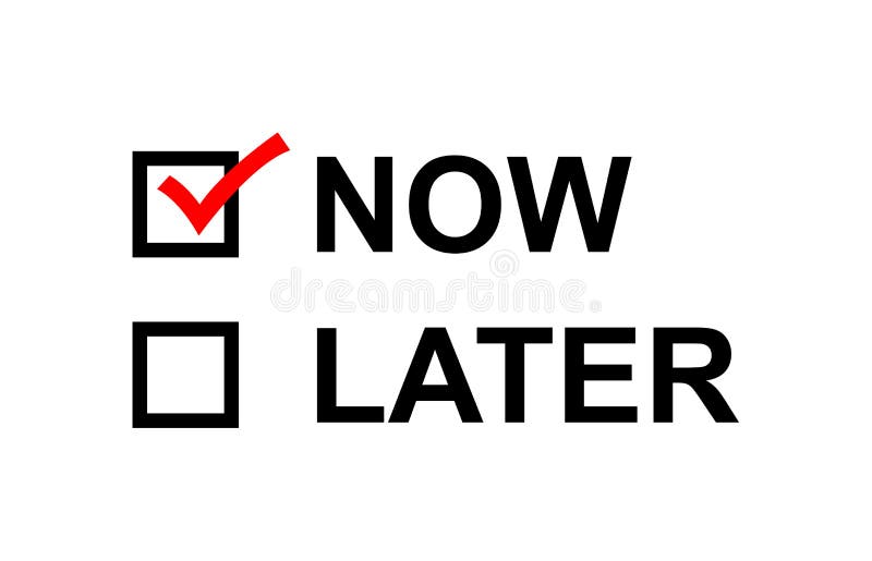 Checklist now later stock vector. Illustration of cross - 176755968